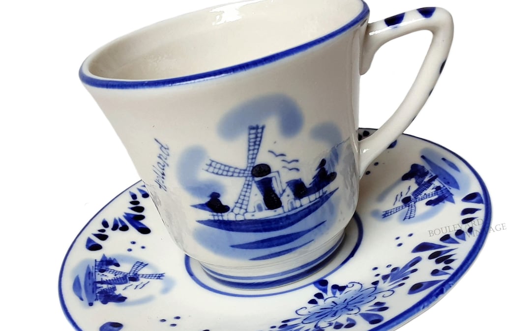Delft Blue Tea Cup and Saucer Delft Blue Coffee Cup Delft Blue Windmill ...