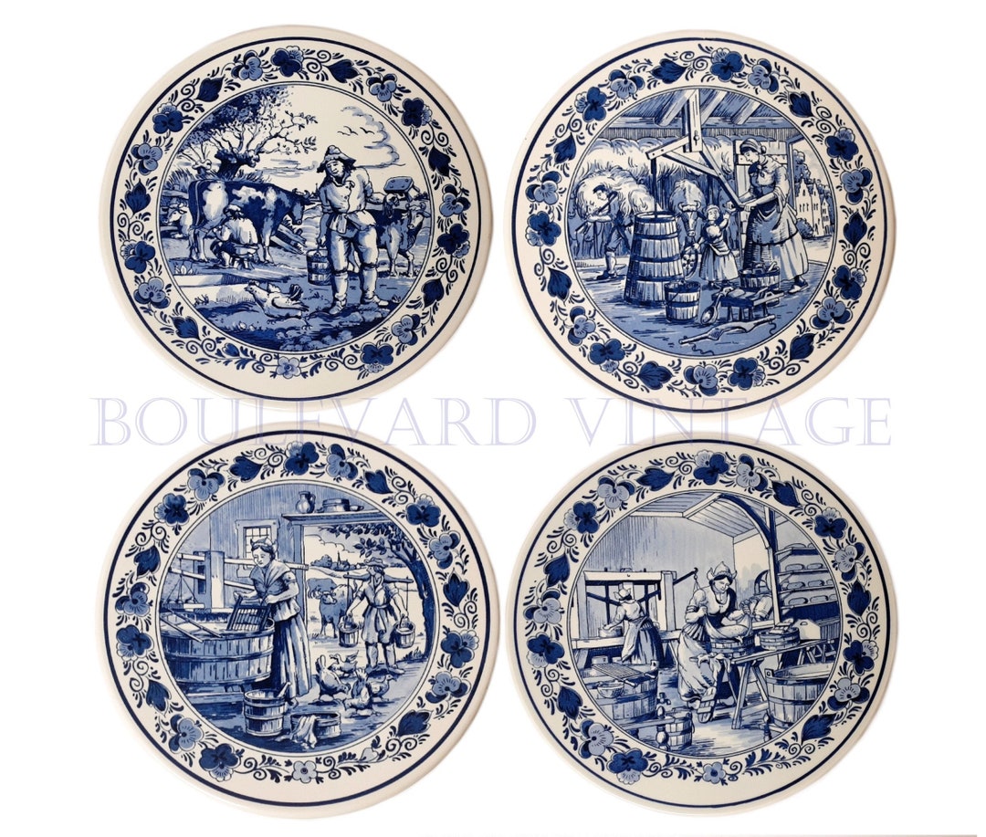 Dairy Farm Sign Vintage Delft Cheese Plates Set by Royal Goedewaagen ...