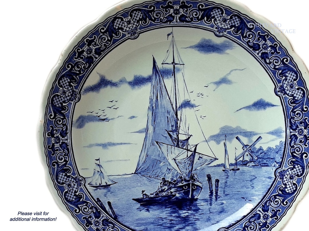 Delft Blue Plate by Petrus Regout Sailing Ship Plate Ø 32 Cm - Ø 12.60 ...