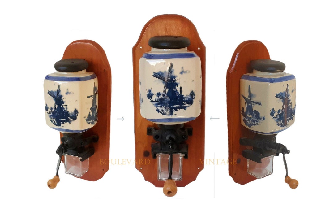 Large Delft Blue Coffee Grinder Unused Delft Blue Windmill Wrought Iron ...