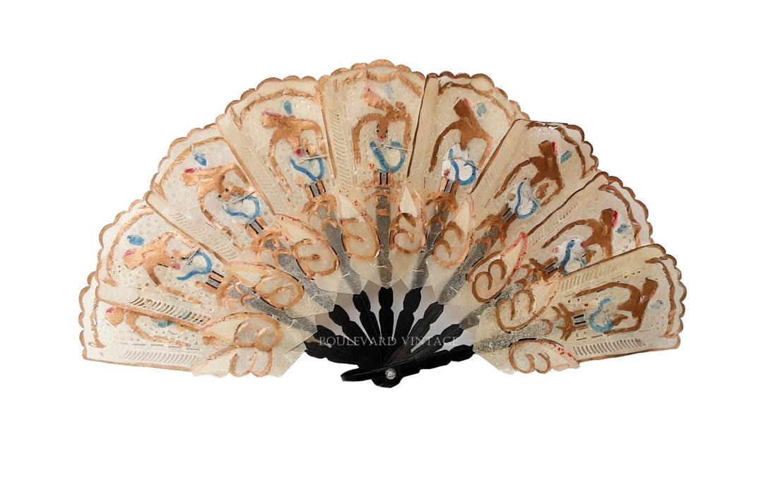 Antique Vellum Gold Wayang Golek Handmade Balinese Fan Handmade ...