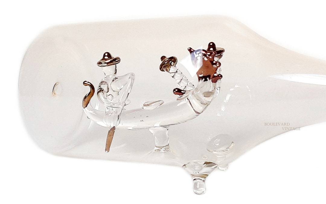 Venice Gondola Boat in Bottle Venetian Glass Figurine Venice Gondola ...
