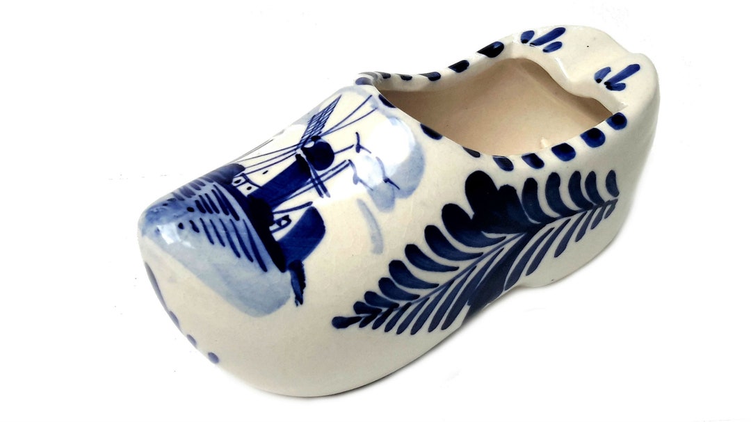 Antique Delft Shoe Dutch Wooden Shoe Delft Ashtray Delft Blue Clog ...