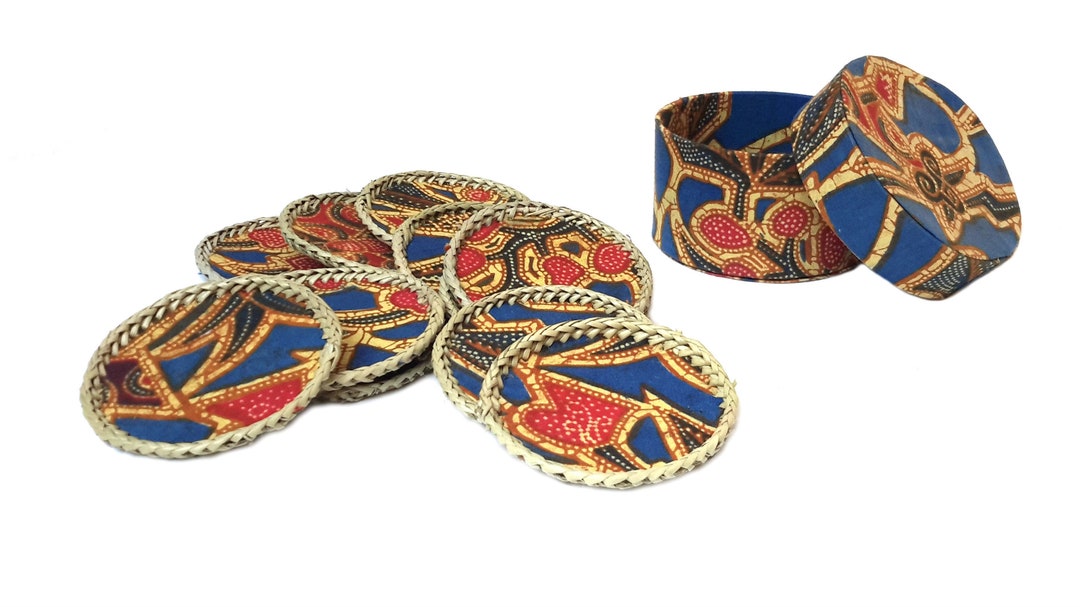 Indonesian Batik Coaster Set in Box Batik Coasters Indonesian Art ...