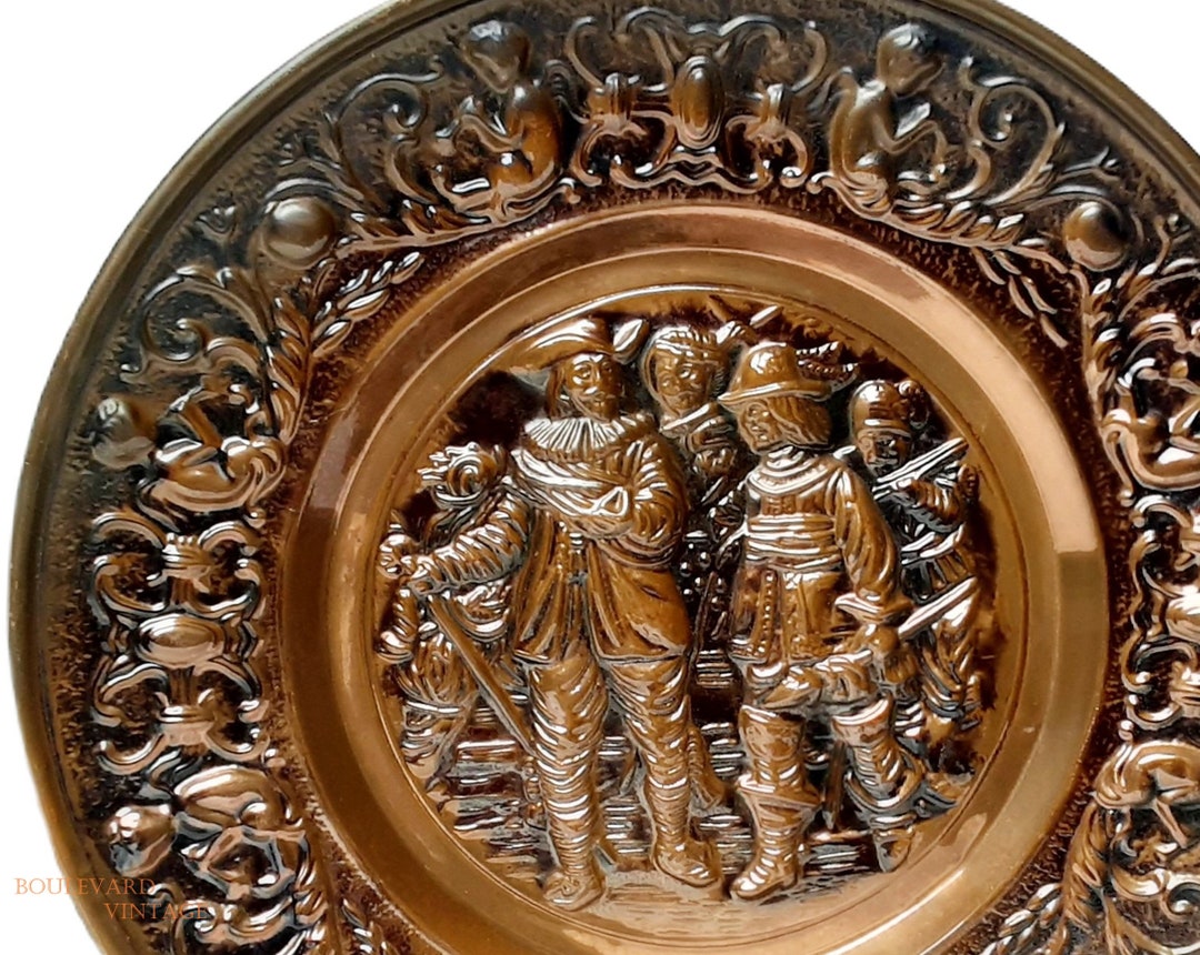 Rembrandt Painting the Night Watch Antique Dutch Painting Large Copper Plated Plate Rembrandt ...