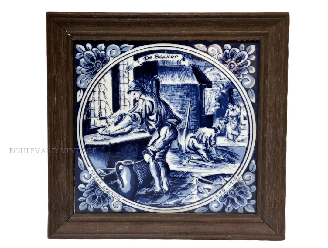Antique Scene Delft Blue Tile Dutch Bakery Shop Sign by Schoonhoven ...