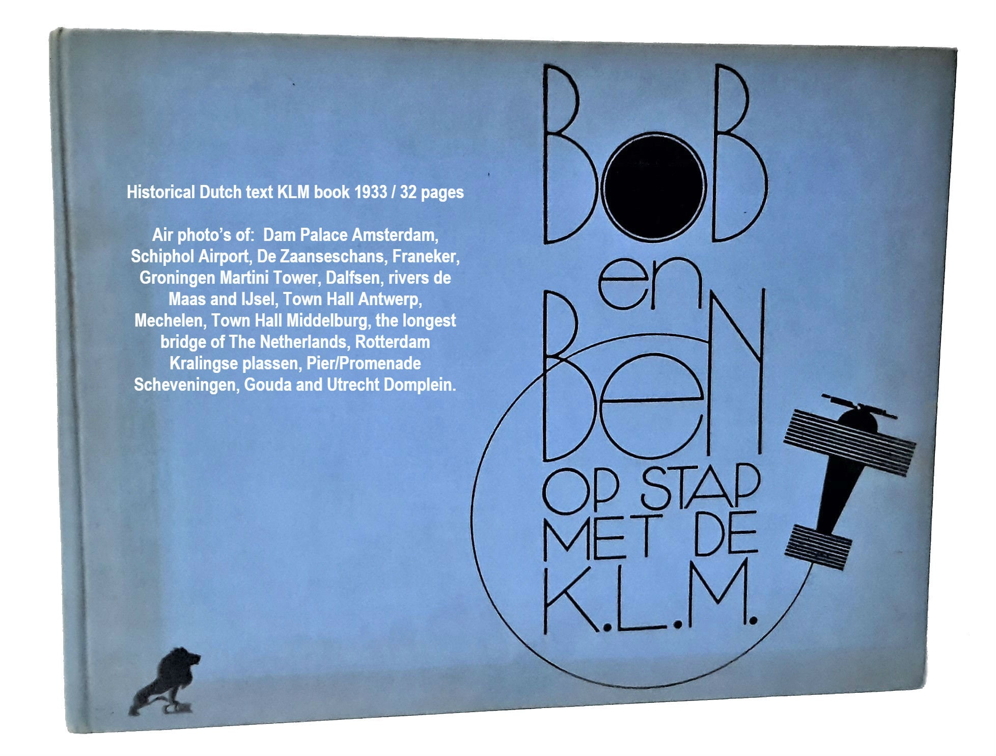 Old Books Dutch 1933 Bob En Ben Op Stap Met KLM Aerial Pictures Cities ...