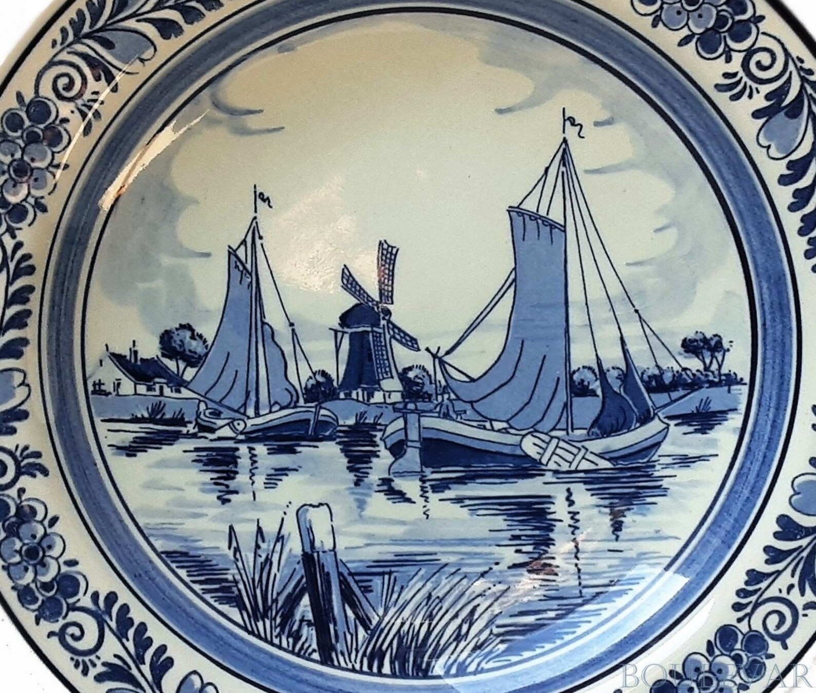 Delft Blue Windmill Sailing Ship Plate Royal Goedewaagen Delft | Etsy