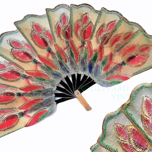 Antique Balinese Parchment Fan - Etsy