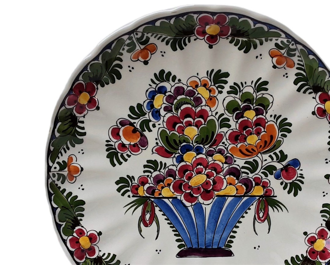 Delft Polychrome Plate Antique Delft Plate by Regina Floral Wall Plate ...