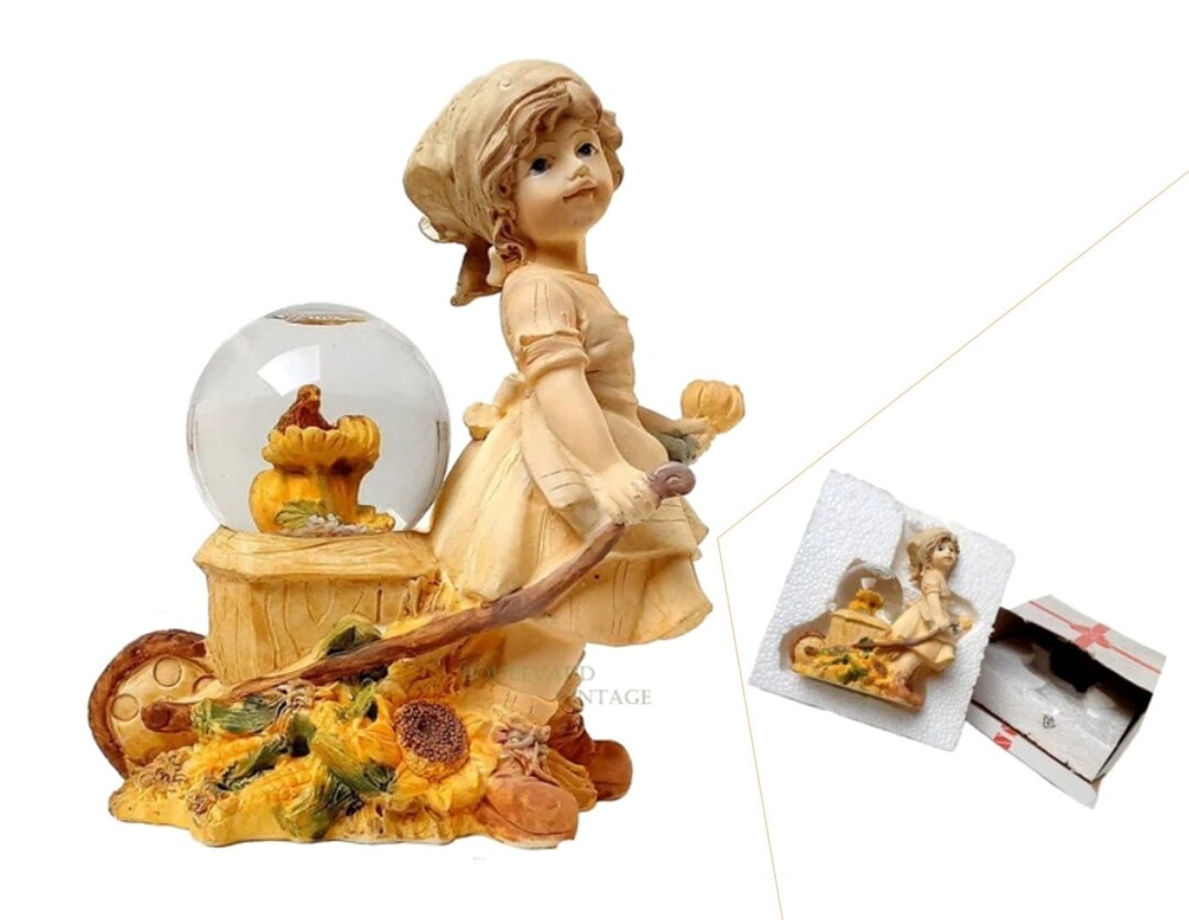 Sunflower Girl & Sunflower Snowglobe Sunflower Figurine Vintage ...