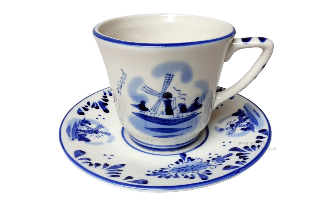 Delft Blue Tea Cup and Saucer Delft Blue Coffee Cup Delft Blue | Etsy
