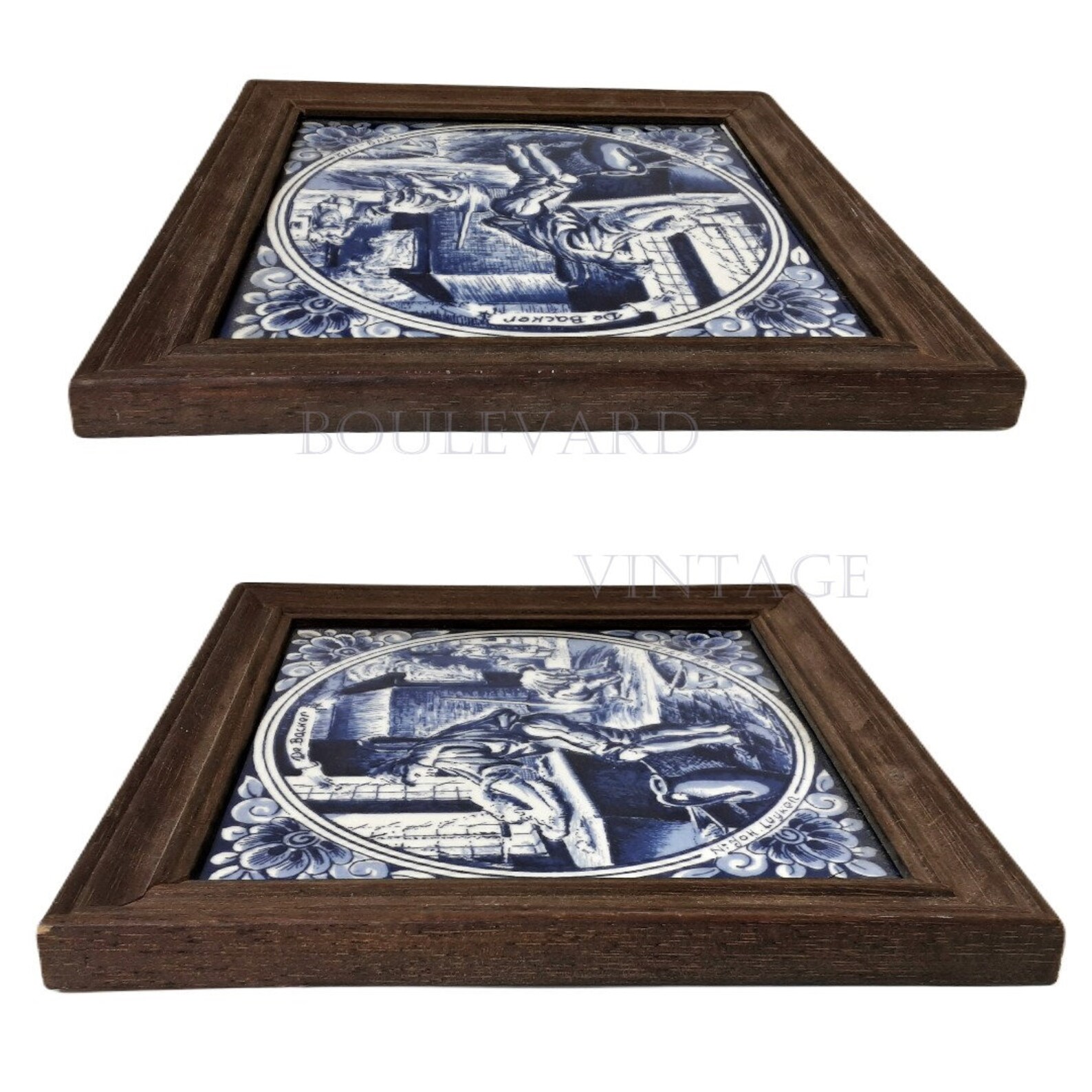 Antique Scene Delft Blue Tile Dutch Bakery Shop Sign by - Etsy