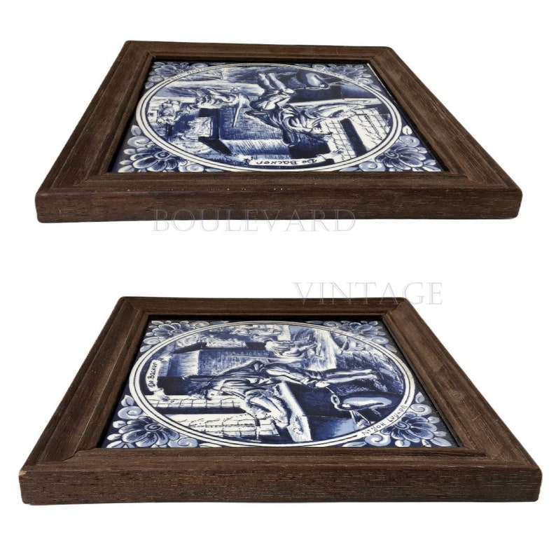 Antique Scene Delft Blue Tile Dutch Bakery Shop Sign by - Etsy