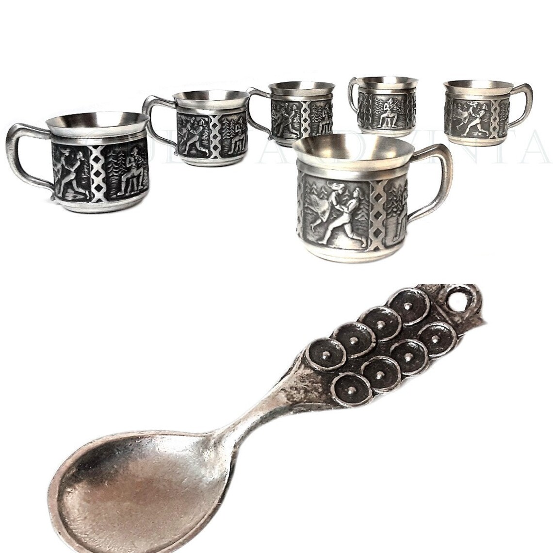 Antique Norwegian Pewter Tin Set 6 Mini Tankard Norway Pewter | Etsy