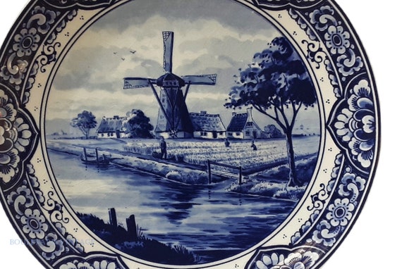 Antique Delft Blue Dutch windmill plate Art & Collectibles Collectibles ...
