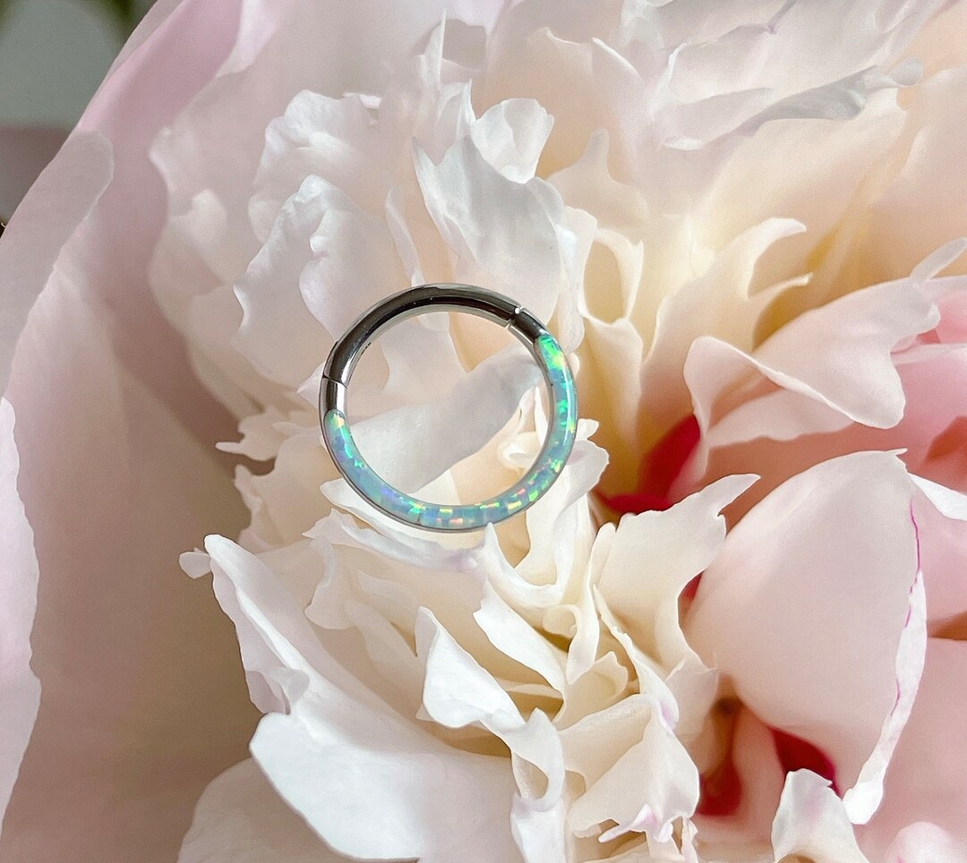 Opal White Septum Ring - Etsy