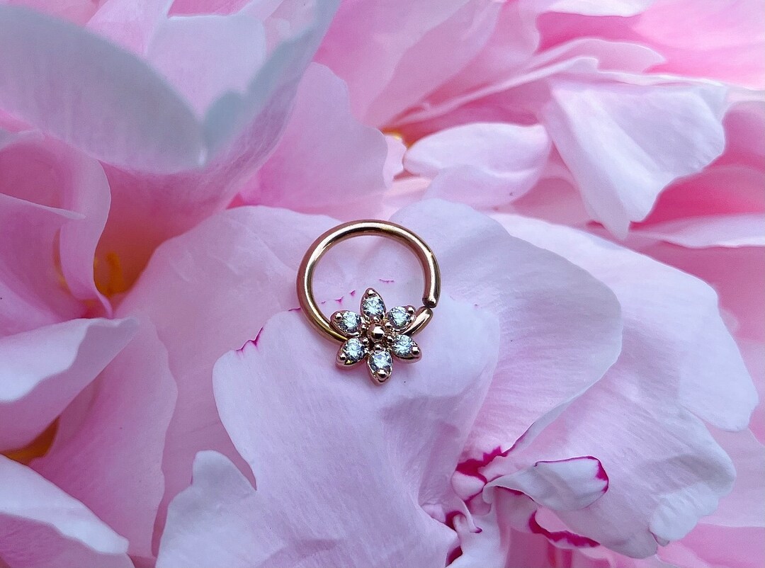 Rose Gold Crystal Flower Septum - Etsy