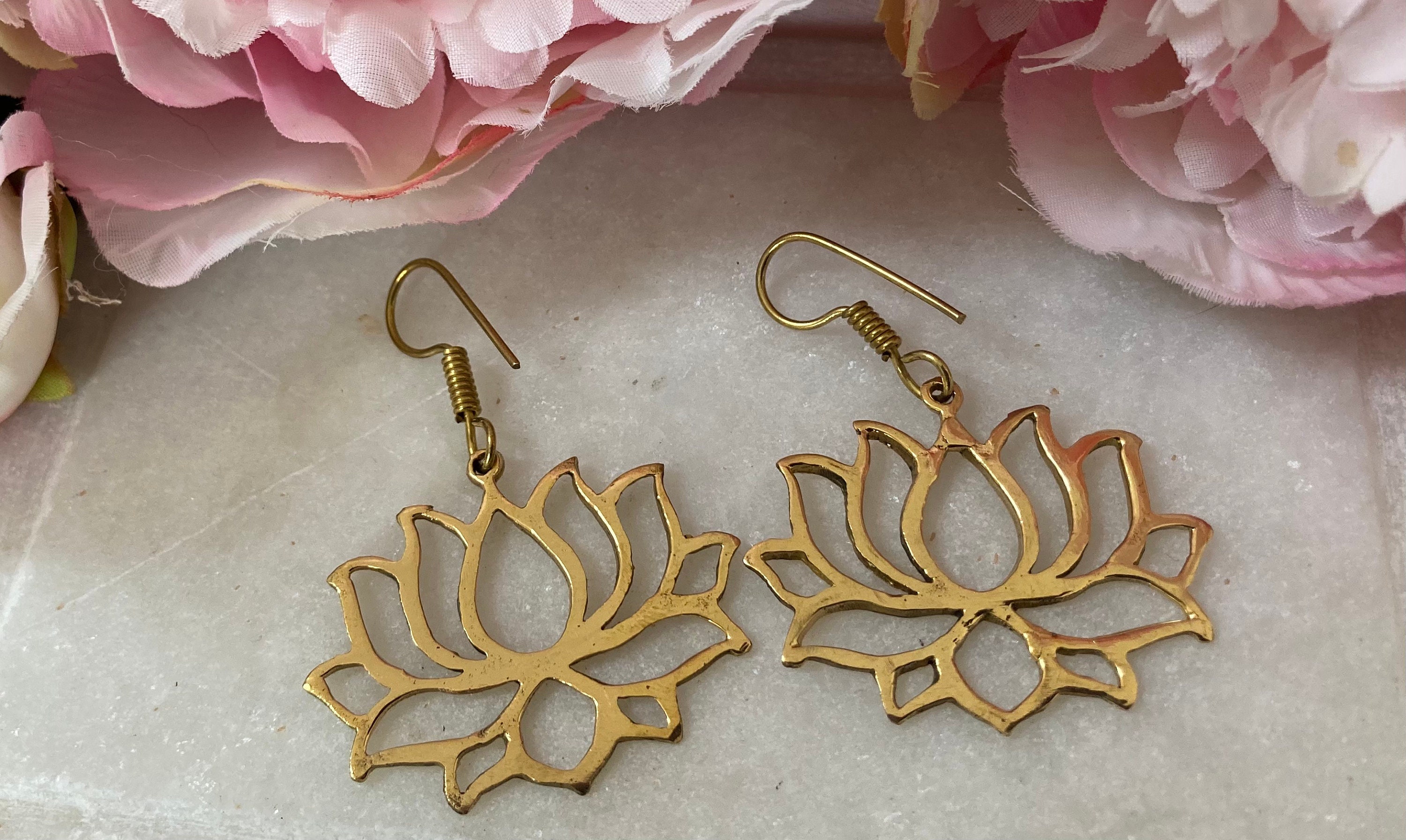 Lotus Flower Earrings - Etsy