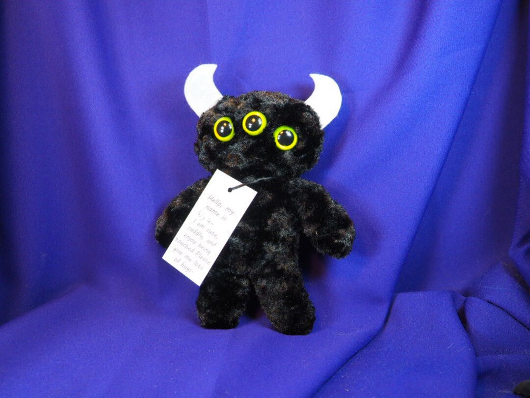 Wylan, Cute Monster Plush Plushie Stuffie With Silky Swirly Black Faux ...