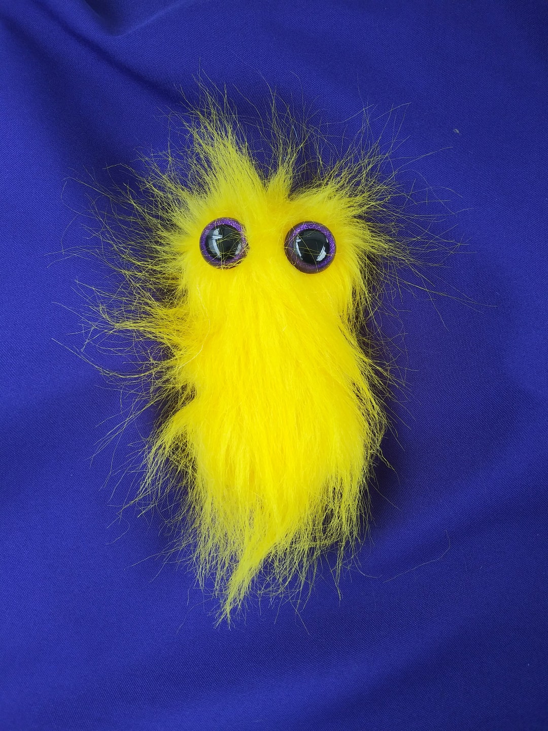 YY16, Small Cute Monster Plush Plushie Stuffie W/ Long Shaggy Yellow ...