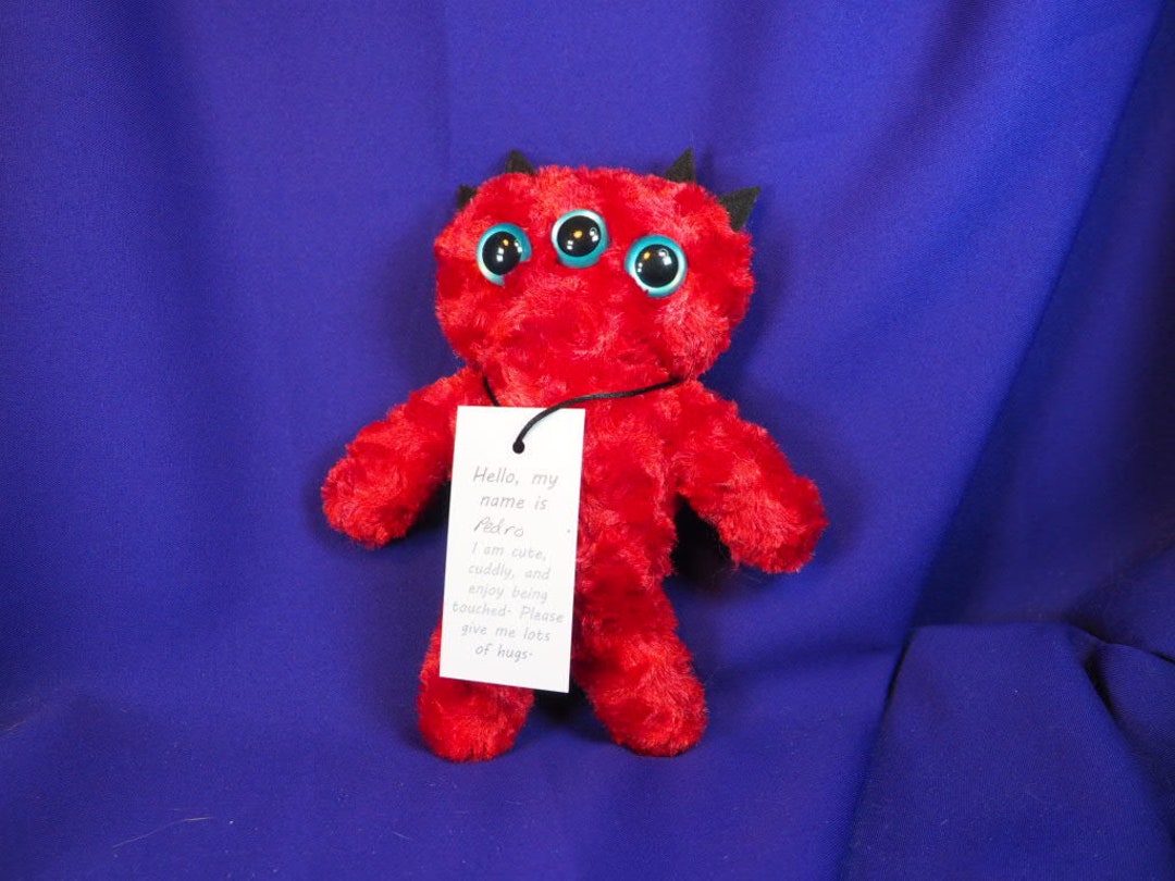 Pedro Cute Monster Plush Plushie Stuffie W/ Silky Swirly Red - Etsy