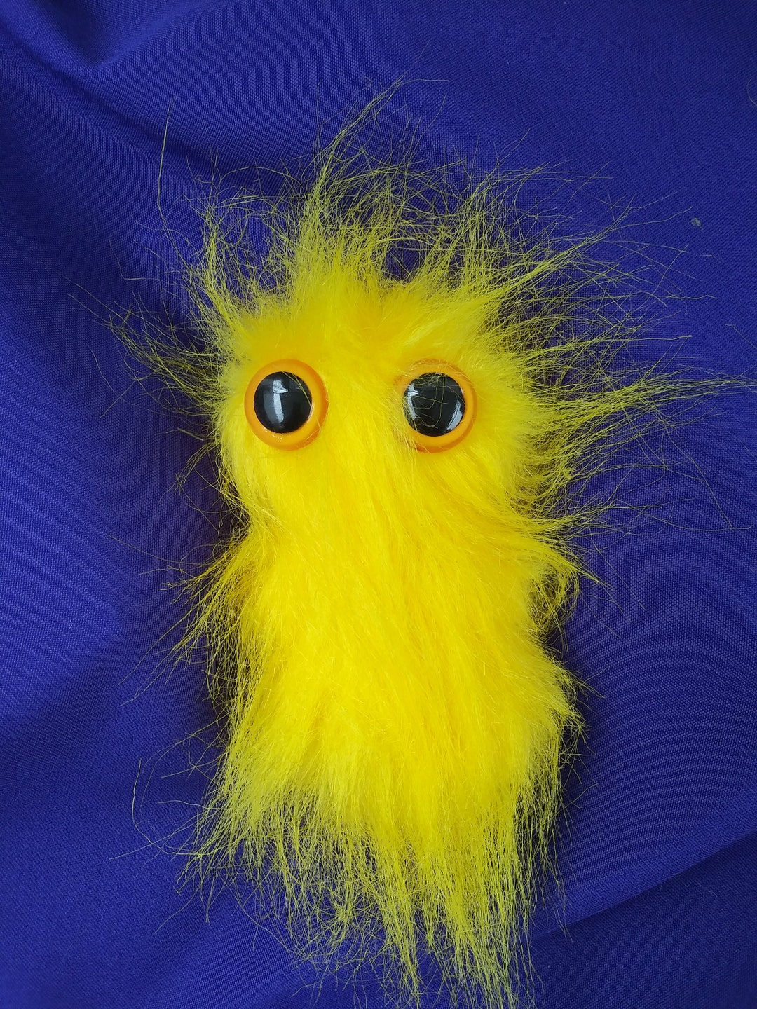 YY18, Small Cute Monster Plush Plushie Stuffie W/ Long Shaggy Yellow ...