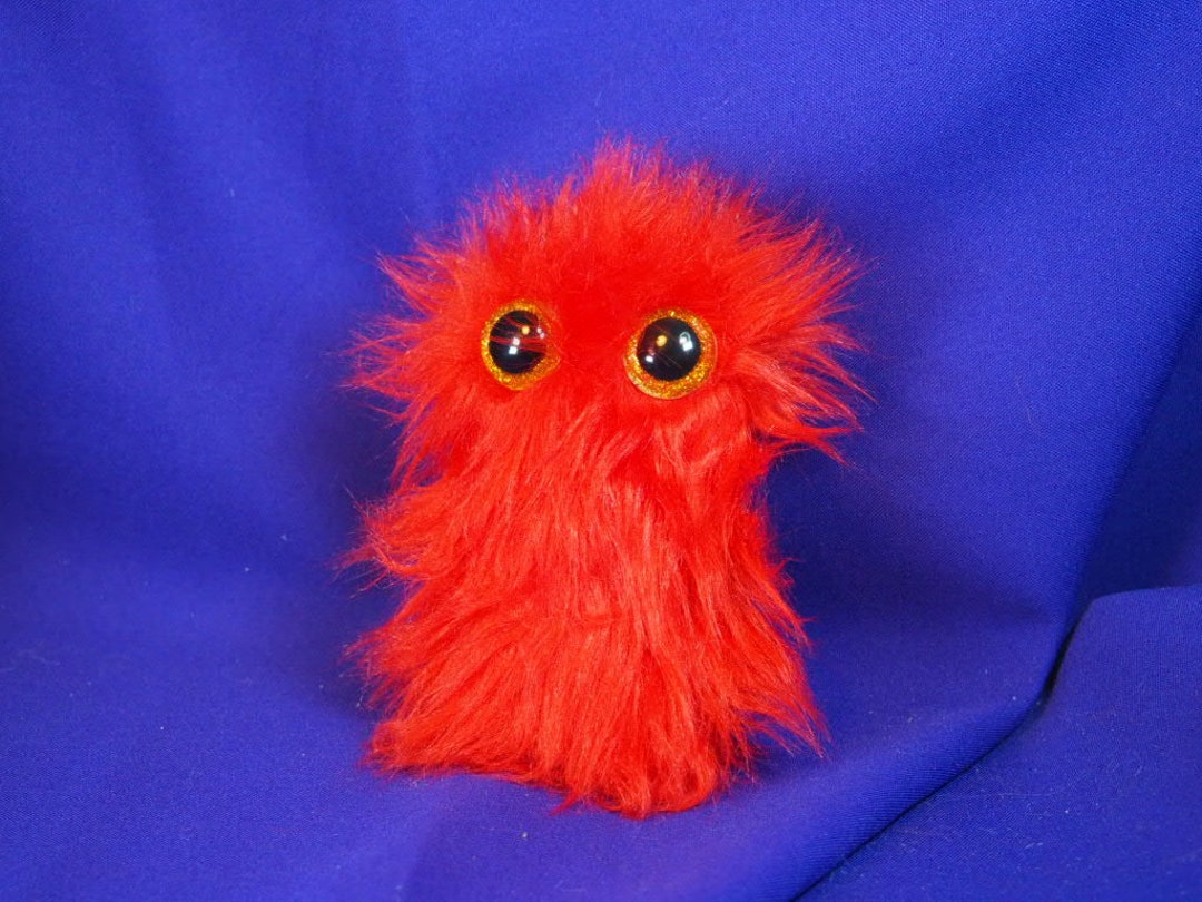HH27, Small Cute Monster Plush Plushie Stuffie W/ Long Soft Shaggy Red ...