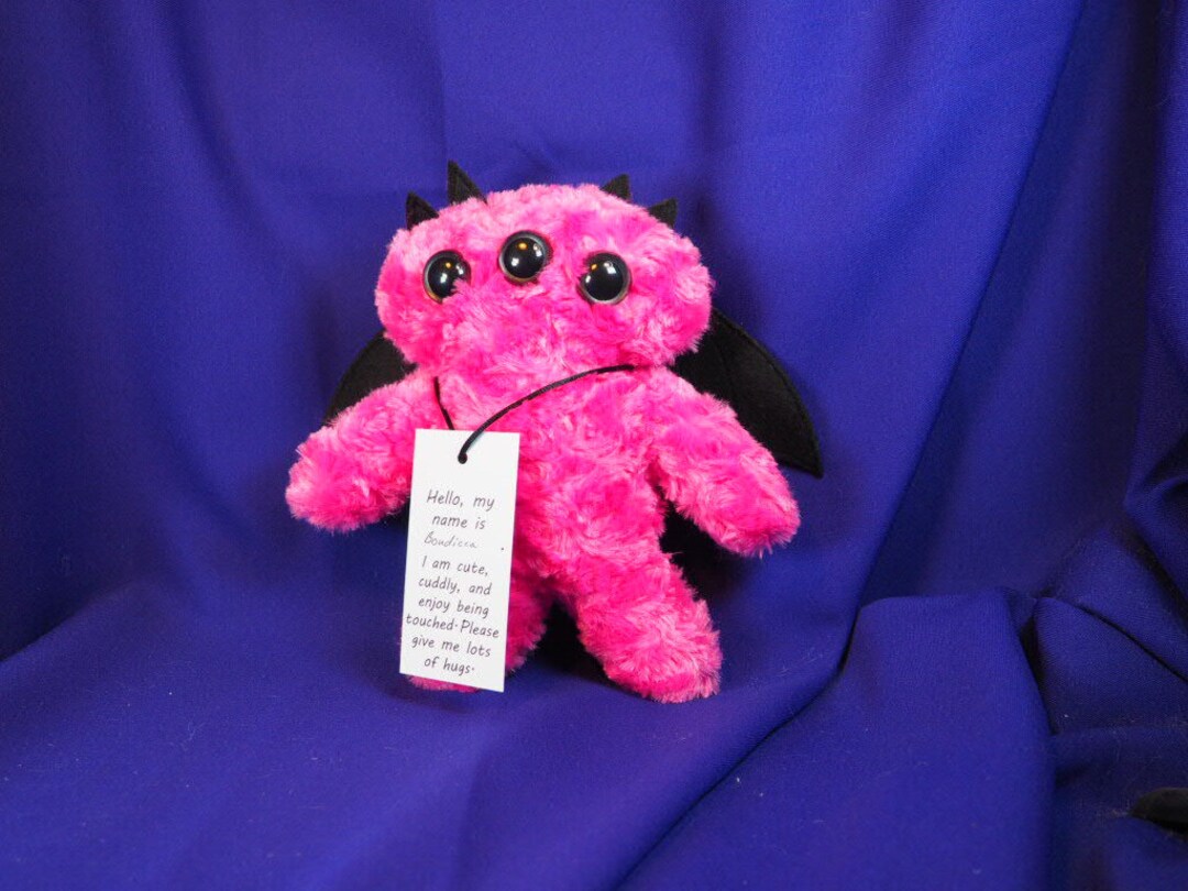Boudicca, Cute Monster Plush Plushie Stuffie W/ Silky Bright Pink ...