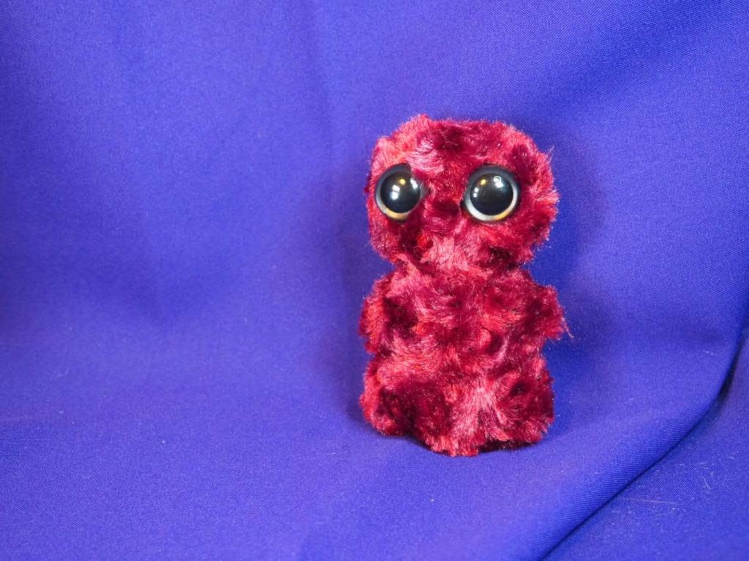 CD08, Small Cute Monster Plush Plushie Stuffie W/ Swirly Silky Dark Red ...