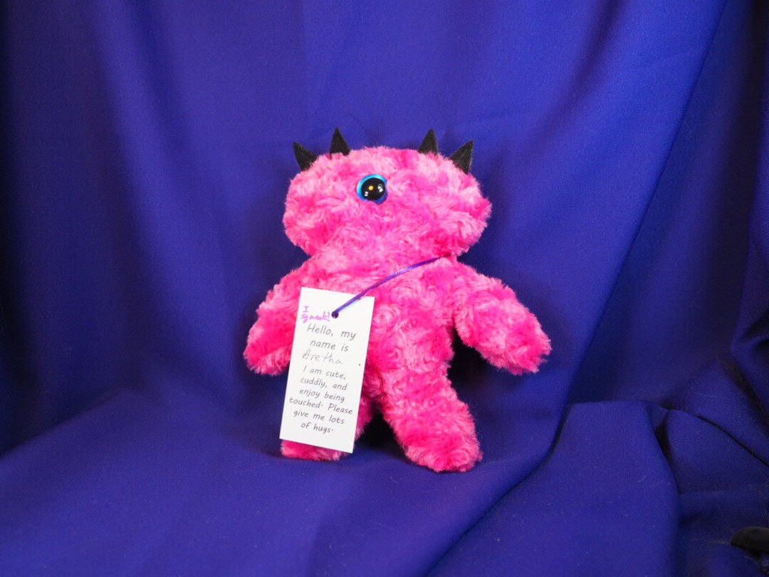 Aretha, Cute Monster Plush Plushie Stuffie W/ Silky Soft Bright Pink ...