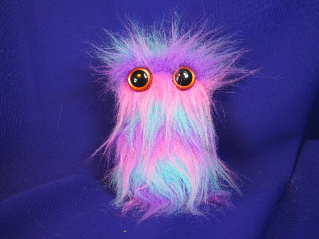BI22, Small Cute Monster Plush Plushie Stuffie W/shaggy Pink, Blue ...