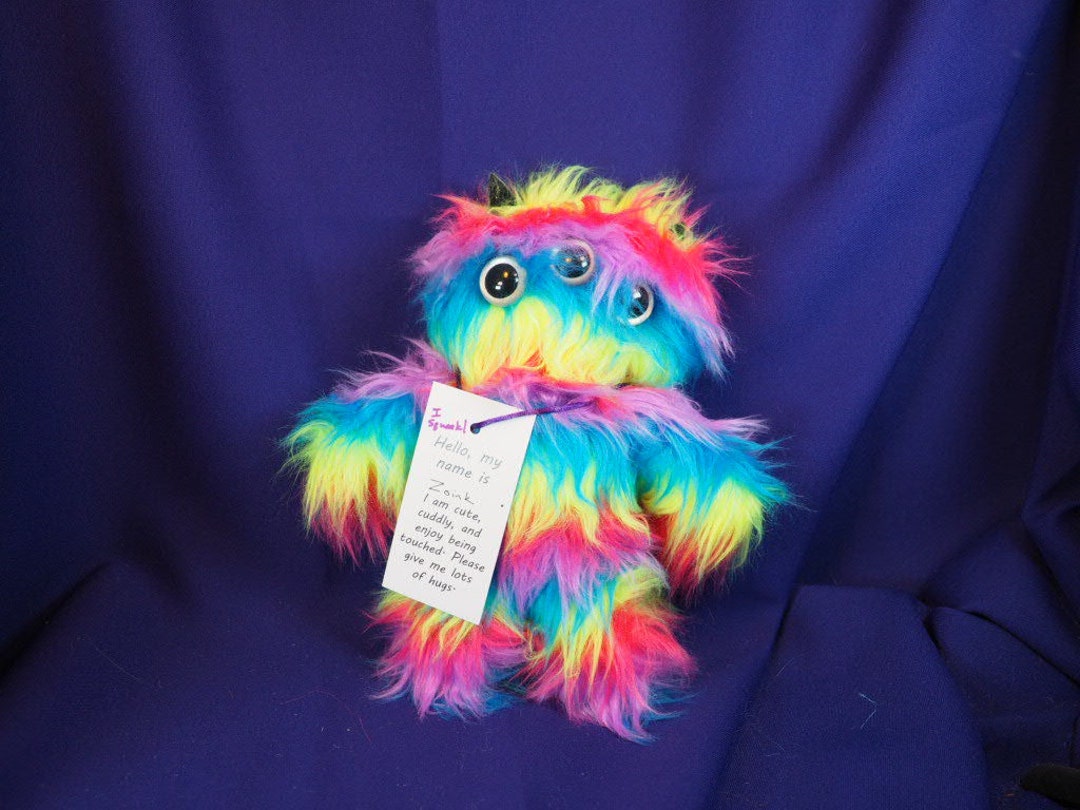 Zoink Cute Monster Plush Plushie Stuffie With Shaggy Rainbow - Etsy