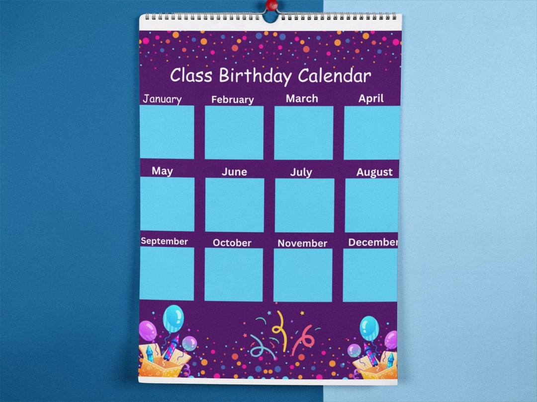 Class Birthday Calendar, Digital Download, Class Birthday Calendar ...