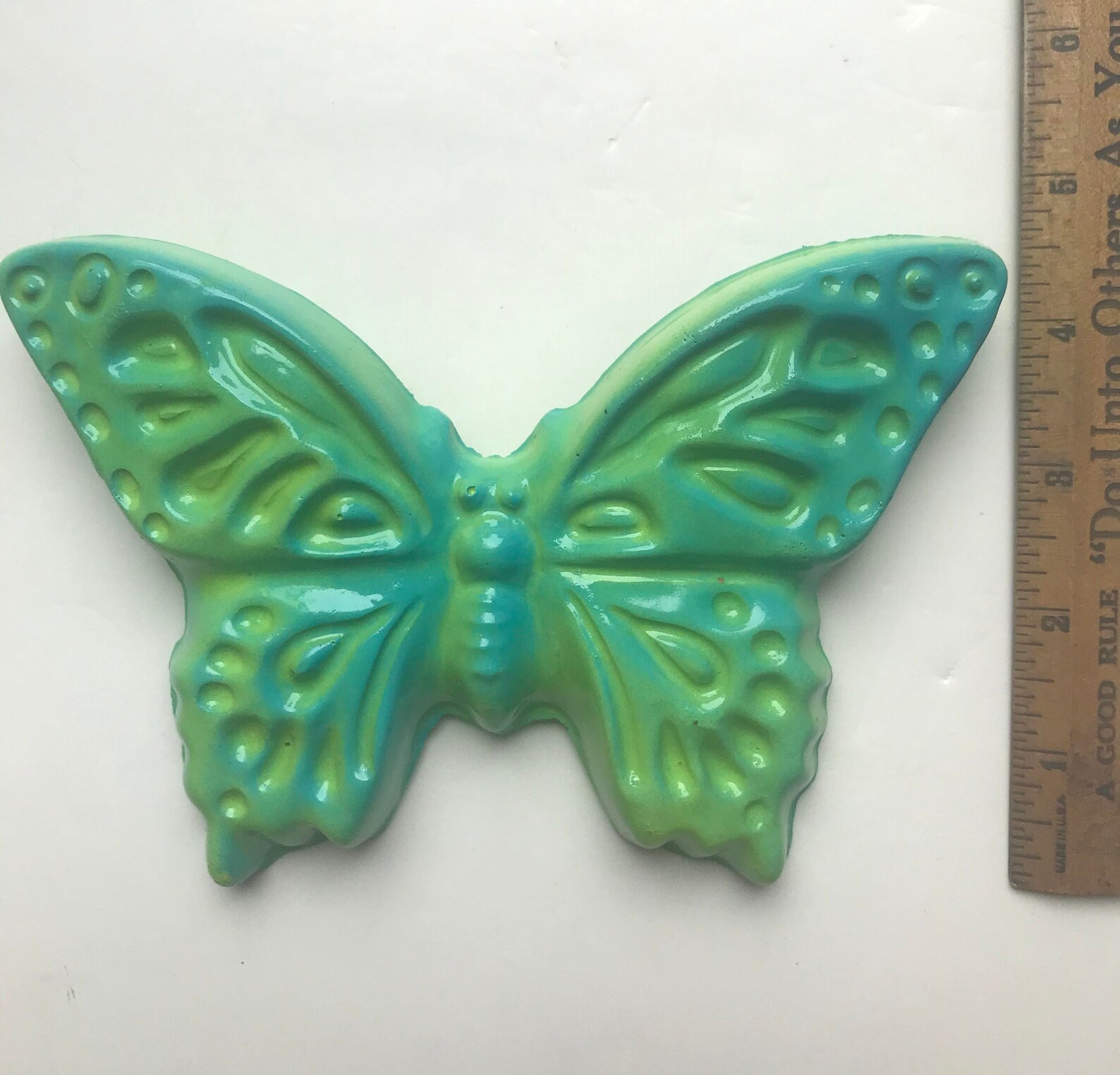 Plaster Garden Butterfly Turquoise Blue with Lime Green Accent Patio ...