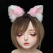 Pink Quilts White Cat Ear Headband Furry Animal Headdress Handmade ...