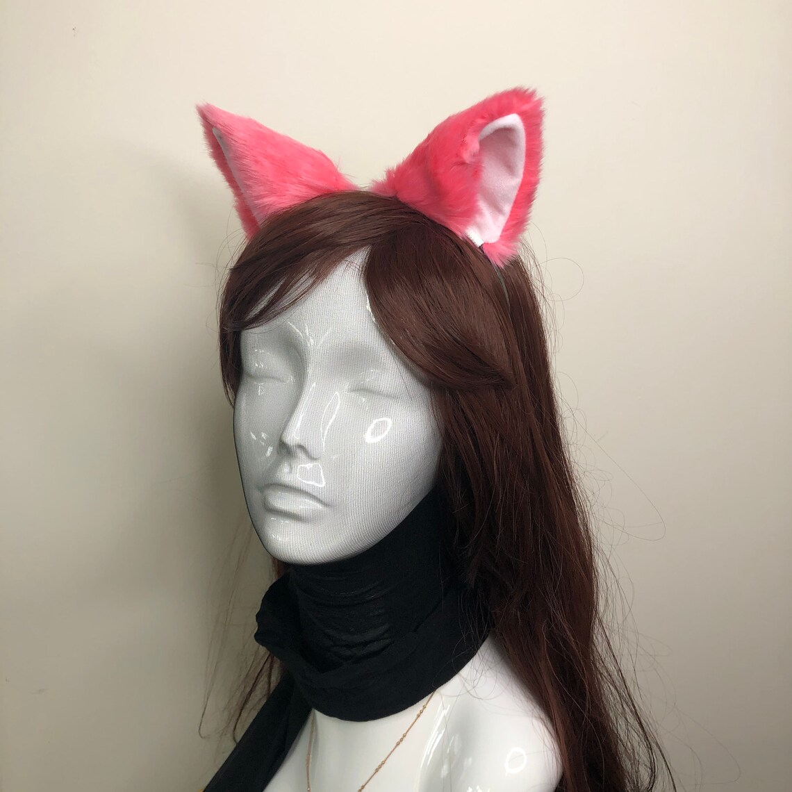Cat Ears Kitty Headwear Pink Furry Light Pink Inside Animal - Etsy
