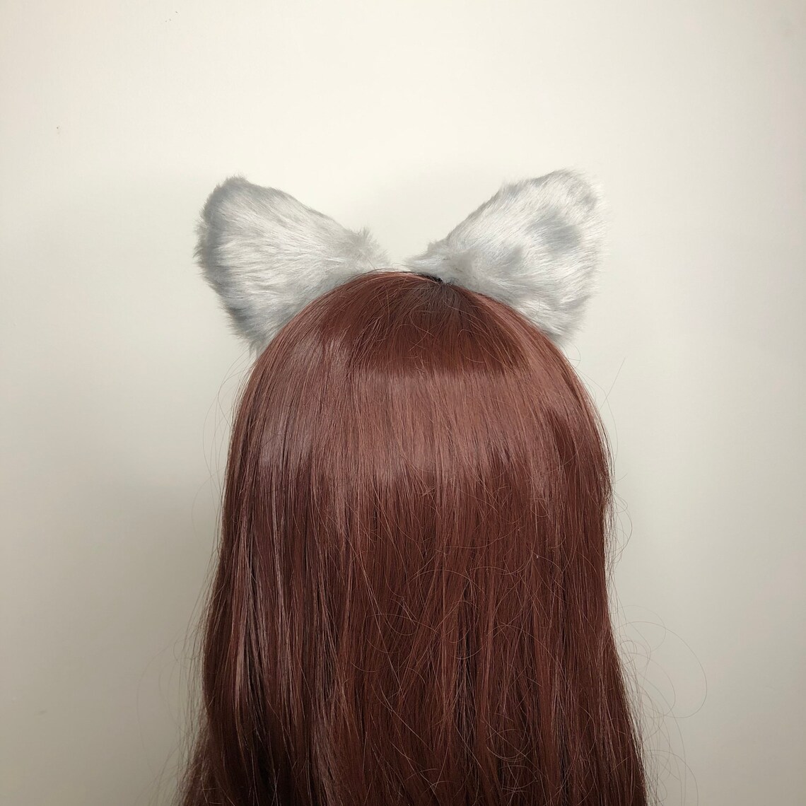 Cat Ears Kitty Cosplay Headwear Light Gray Furry White Inside Animal ...