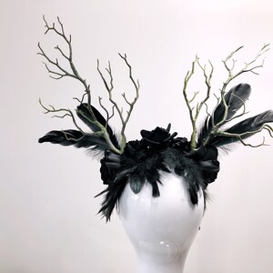 FEATHER HEAD PIECE - Horns Head Dress - Halloween Headwear - Crow ...