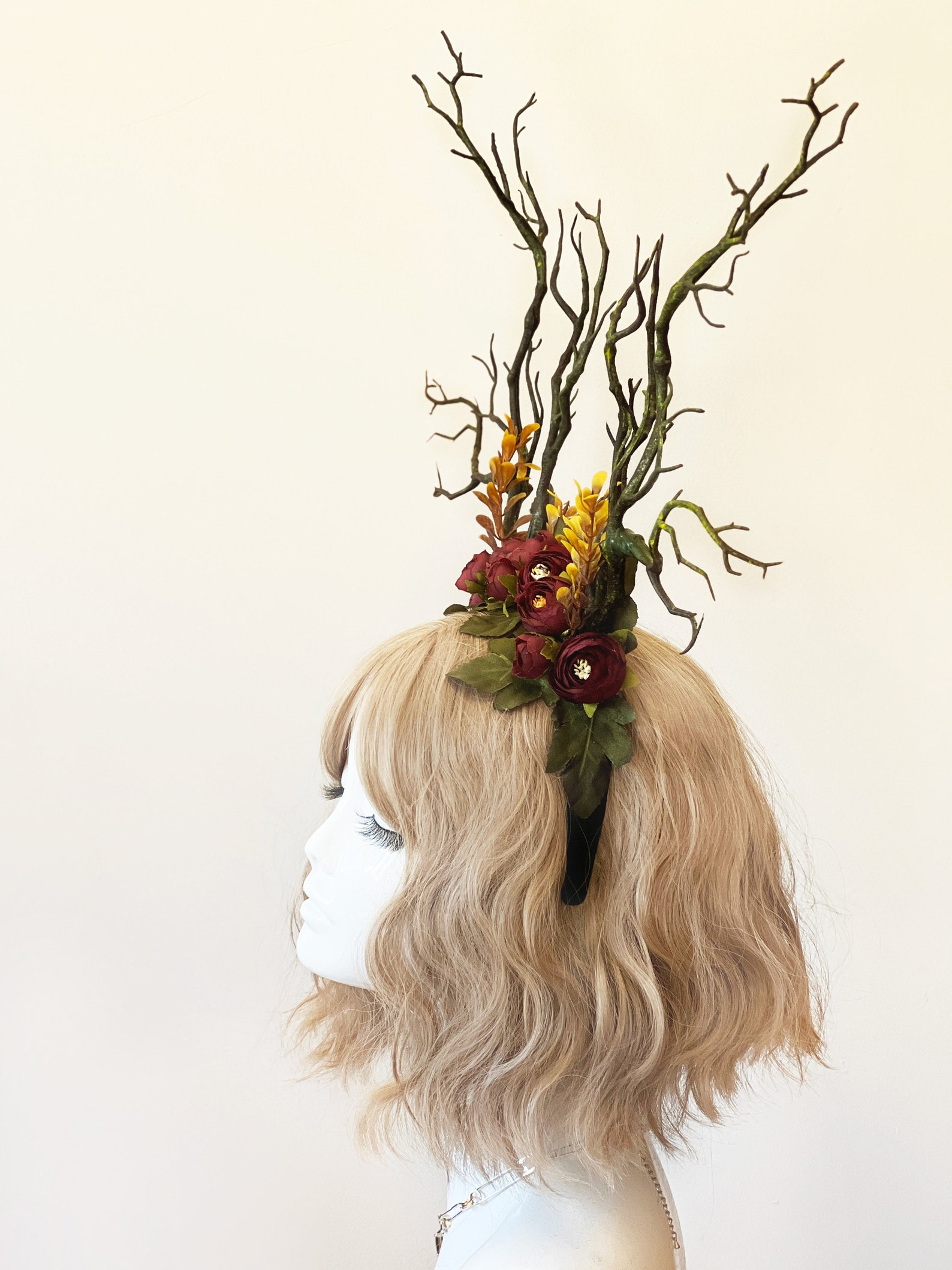 Black Green Branch Horn Red Flowers Nymph Forest Horn - Etsy
