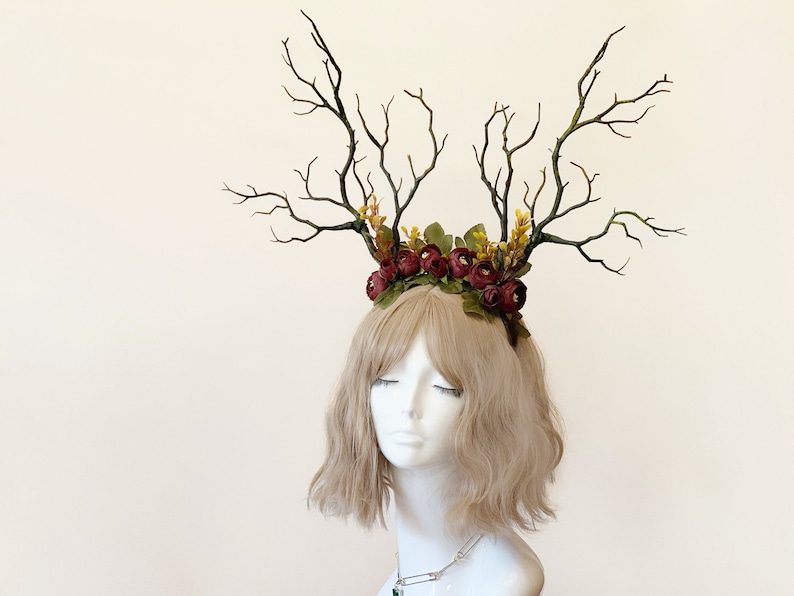 Black Green Branch Horn Red Flowers Nymph Forest Horn - Etsy