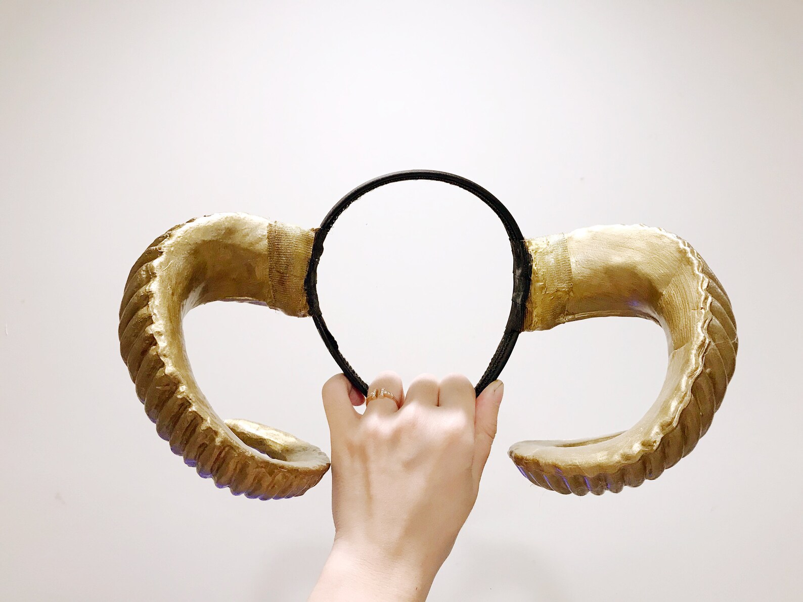 Gold Horn Demon Nymph Ram Horn Headdress Diablo Halloween Costume ...