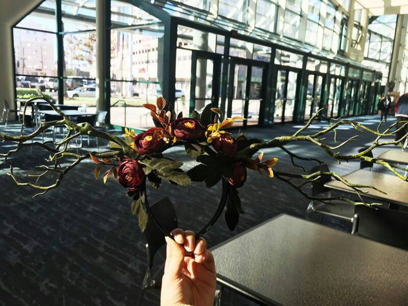 Black Green Branch Horn Red Flowers Nymph Forest Horn | Etsy