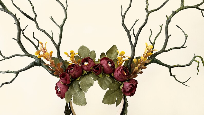 Black Green Branch Horn Red Flowers Nymph Forest Horn - Etsy