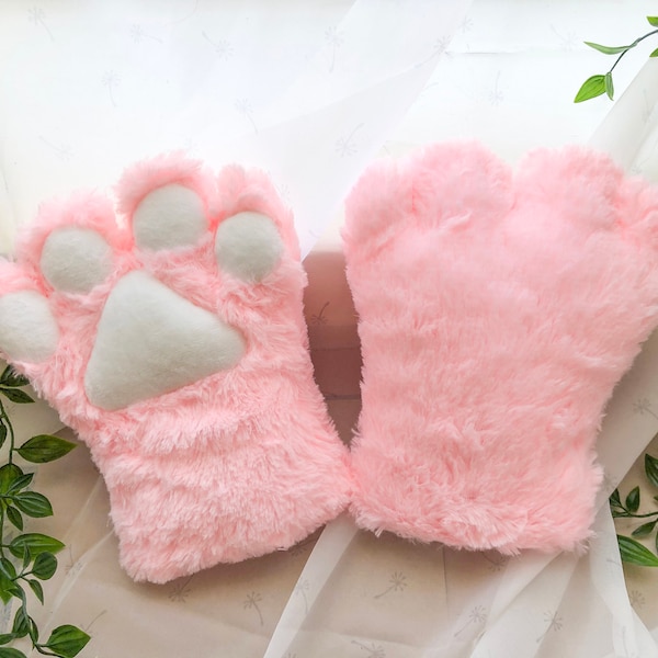 Furry Paws White and Pink - Etsy