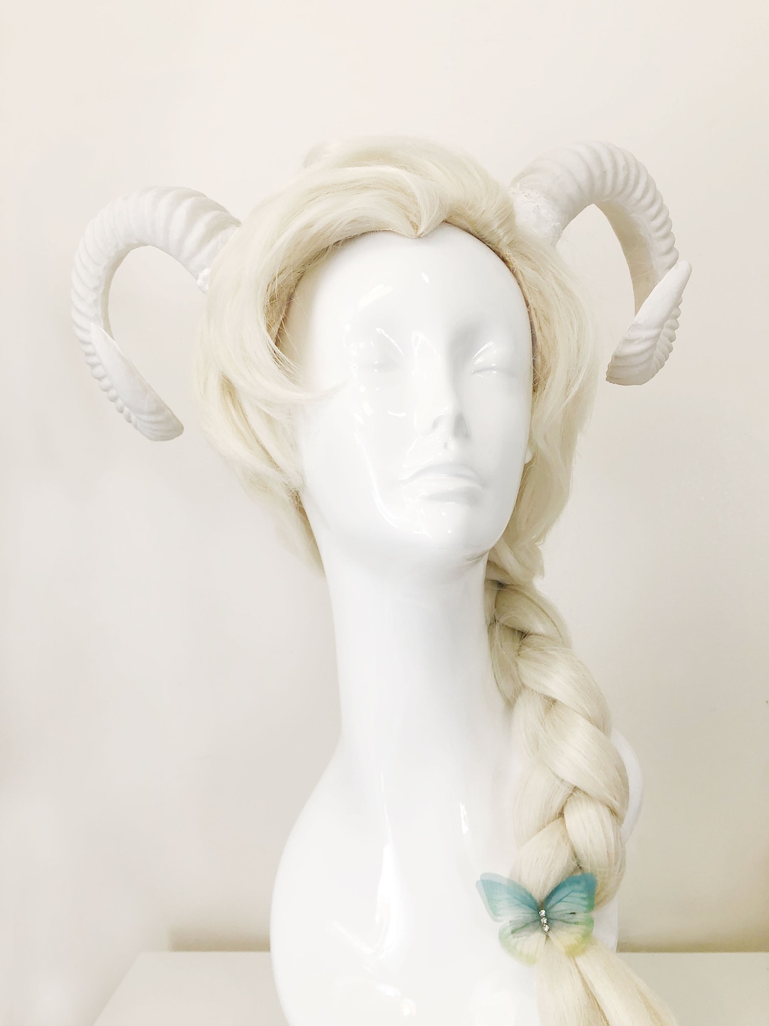 White Horn Demon Angel Nymph Ram Horn Headdress Diablo Sheep Costume - Etsy