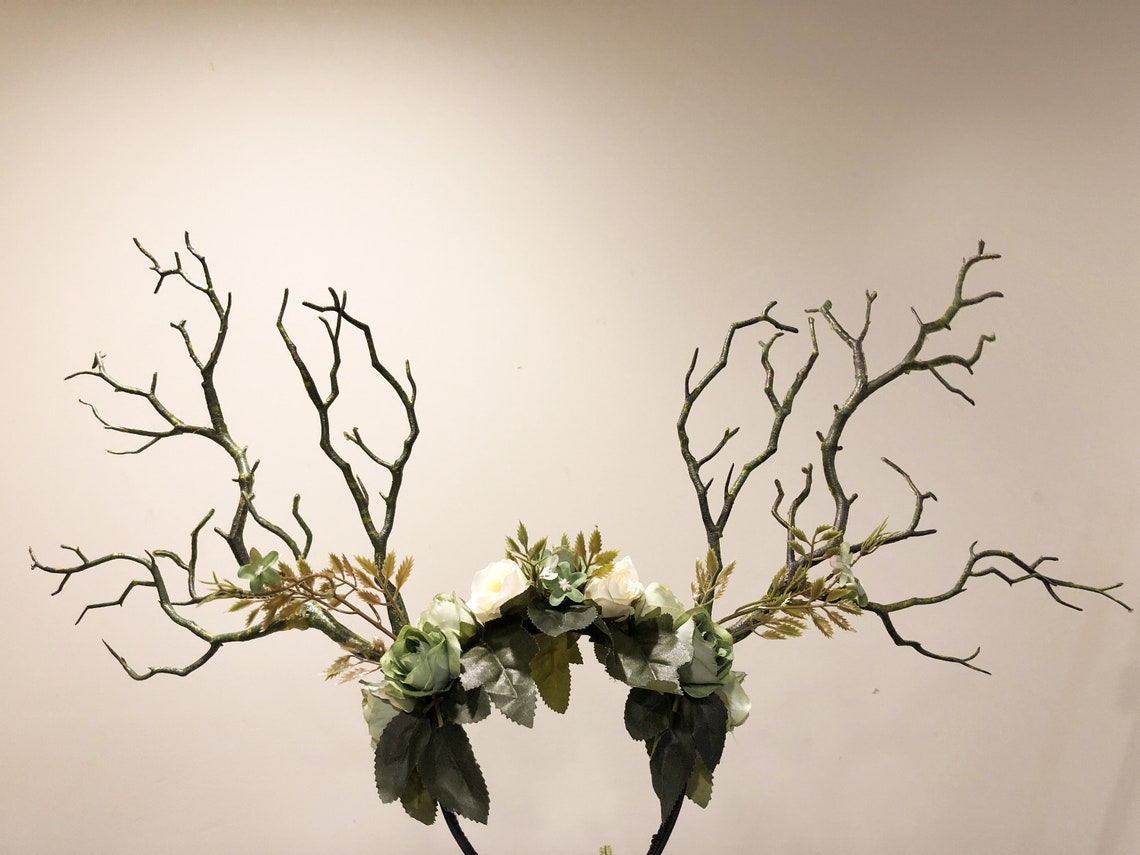 Black Branch Horn Demon Nymph Horn Headdress Antlers Green | Etsy