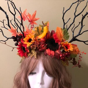 HORNS Autumn Costume Forest Headdress Horror Headdress Black | Etsy