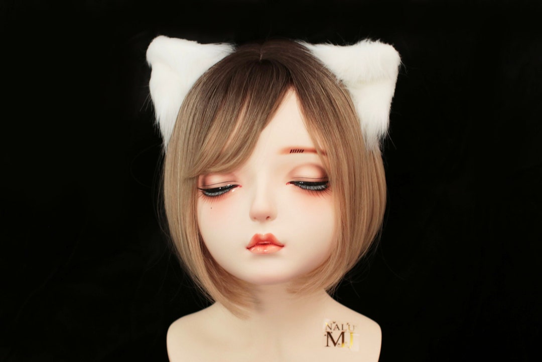 White Cat Ears Kitty Kitten Cosplay Anime Headwear Long Furry Animal ...