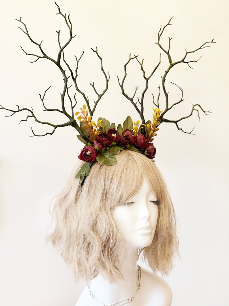 Black Green Branch Horn Red Flowers Nymph Forest Horn - Etsy